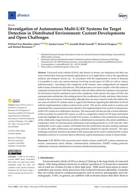 PDF Investigation Of Autonomous Multi UAV Systems For Target Detection In Distributed