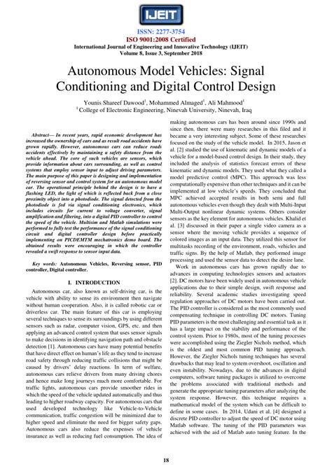 PDF Autonomous Model Vehicles Signal Conditioning And Digital Control Design
