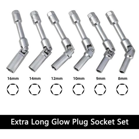Extra Long Glow Spark Plug Socket Set 3 8 Drive With Universal Joint
