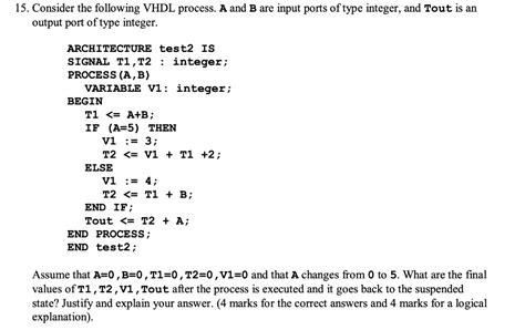 Solved 15 Consider The Following Vhdl Process A And B Are