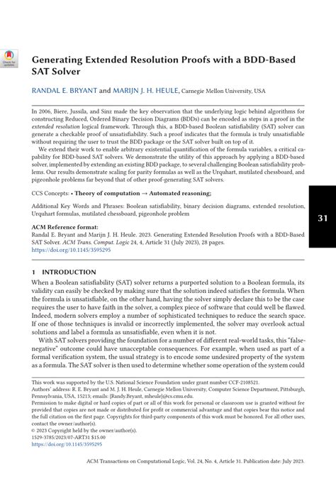 Pdf Generating Extended Resolution Proofs With A Bdd Based Sat Solver