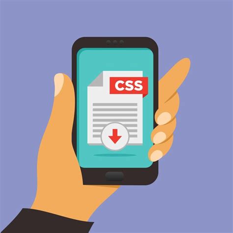 premium vector hand holding smartphone with downloading css on a screen vector illustration