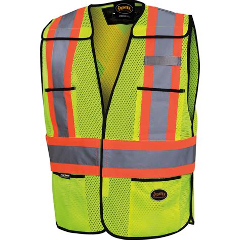 Pioneer Safety Vest High Visibility Lime Yellow Polyester Csa Z96