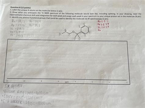 solved question 8 12 points 1 label the unique h atoms on