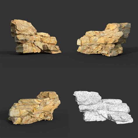 8 Modular Cliff Rocks 3d Model By Mega3d