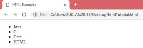 Html Unordered Lists Html Ul Tag