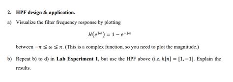 Lab Experiments 1 Lpf Design And Application A
