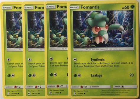 Pokemon 4x Fomantis 14 149 Sun And Moon Base Set Common Near Mint Playset Ebay