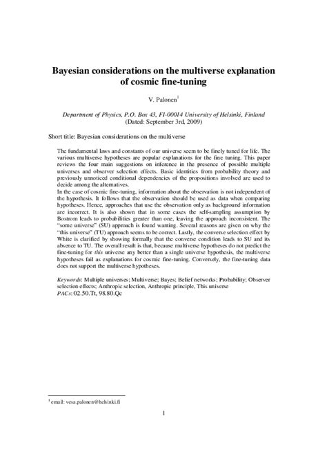 pdf bayesian considerations on the multiverse explanation of cosmic