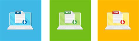 Set Of File Type Download Format And Extension Of Documents PDF DOC And XLS Illustration