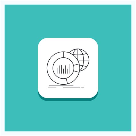 Round Button For Big Chart Data World Infographic Line Icon Turquoise Background 13036477