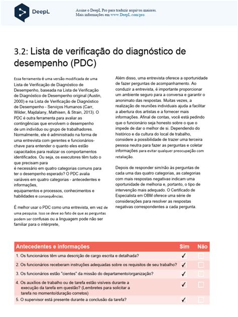 Performance Diagnostic Checklist 2021 Pt Pdf