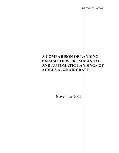 A Comparison Of Landing Parameters From Manual