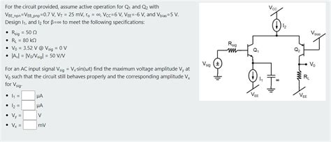 Solved V Cc For The Circuit Provided Assume Active Chegg