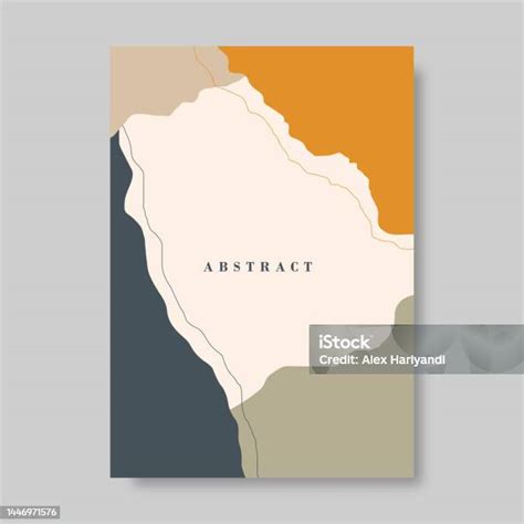 트렌디한 손으로 그린 추상 디자인 표지 템플릿입니다 인쇄 표지 청첩장 표지 벽지를 위한 추상 예술 디자인 미니멀하고 자연스러운 벽 예술 0명에 대한 스톡 벡터 아트 및 기타