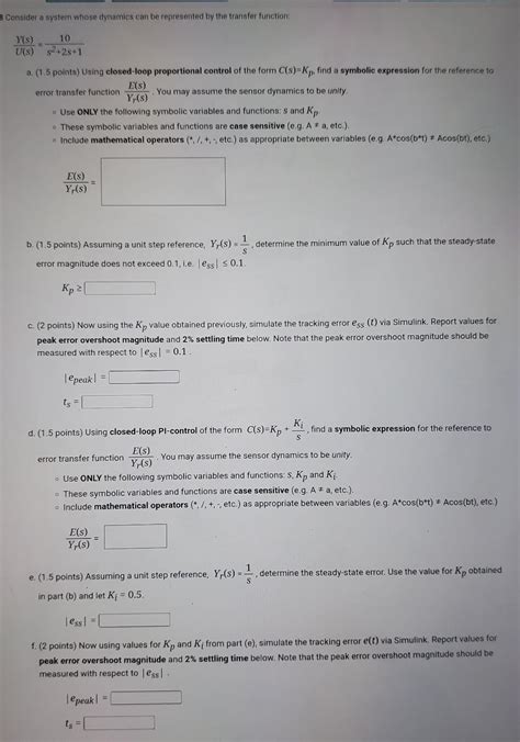 solved 3 consider a system whose dynamics can be represented