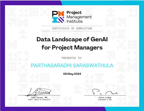 Completed Data Landscape Course For Genai Project Managers Parthasaradhi Saraswathula Pmp