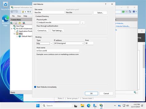 Windows Server IIS Add Web Sites Server World
