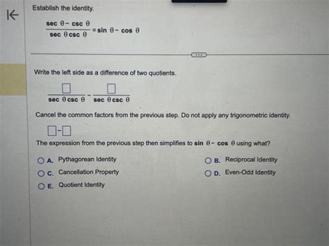 Solved Establish the identity secθcscθsecθcscθ sinθcosθ Chegg