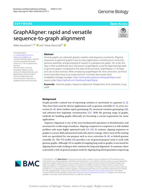 Pdf Graphaligner Rapid And Versatile Sequence To Graph Alignment