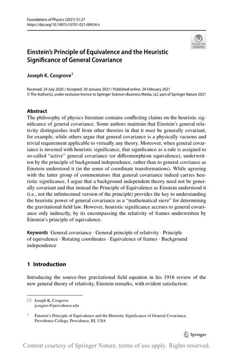 Einsteins Principle Of Equivalence And The Heuristic Significance Of General Covariance