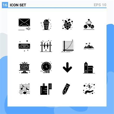 16 thematic vector solid glyphs and editable symbols of input cycling