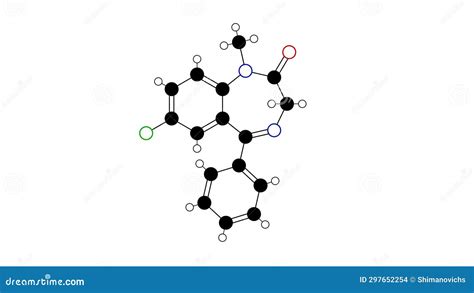 Diazepam Molecule Structural Chemical Formula Ball And Stick Model Isolated Image