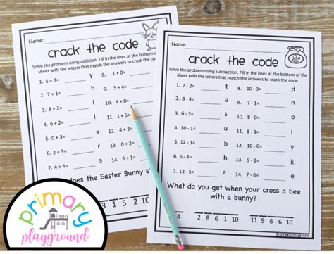 Crack The Code Math Easter Edition Addition And Subtraction Primary Playground