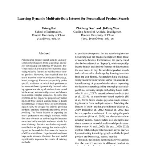 Learning Dynamic Multi Attribute Interest For Personalized Product Search Acl Anthology