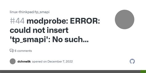 Modprobe Error Could Not Insert Tpsmapi No Such Device Or Address