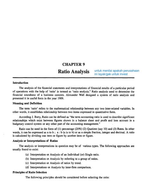 Chapter 9 Ratio Analysis Pdf Working Capital Net Income