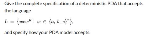 Solved Give The Complete Specification Of A Deterministic Chegg Com