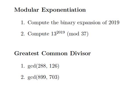 Solved Modular Exponentiation 1 Compute The Binary Xpasion