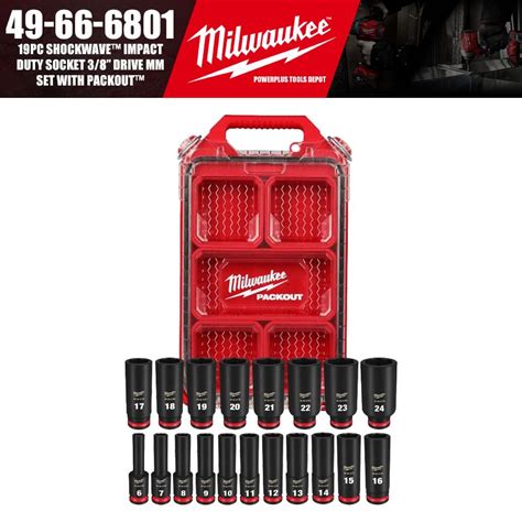 Milwaukee 49 66 6801 Набор ударных головок Shockwave 19 шт с приводом