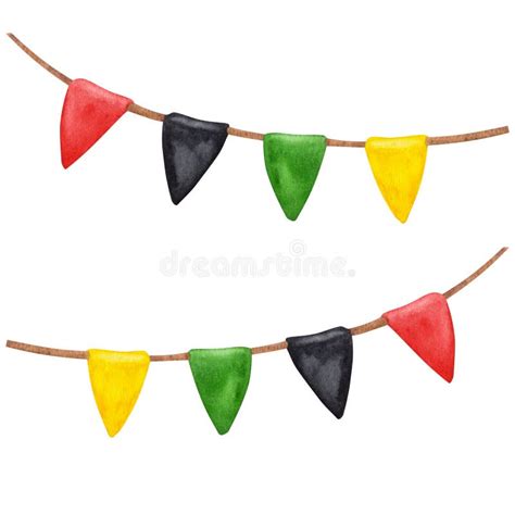 Triangular Colorful Flags Garland Red Green Black Yellow Kwanzaa