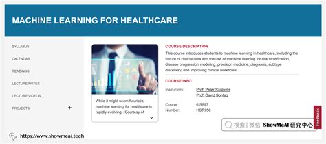 全球名校ai课程库（32） Mit麻省理工 · 医疗机器学习课程『machine Learning For Healthcare