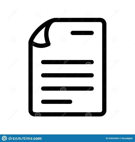 Text Document File Paper Sheet Page Single Isolated Icon With Outline Style Stock Illustration