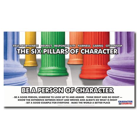 Six Pillars Classic Poster Character Education Poster For Classrooms