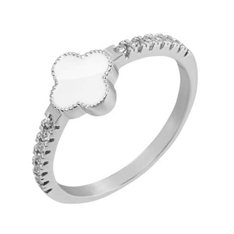 Серебряное кольцо с белой эмалью Клевер UMAX 10295эб Размер 19 от ...