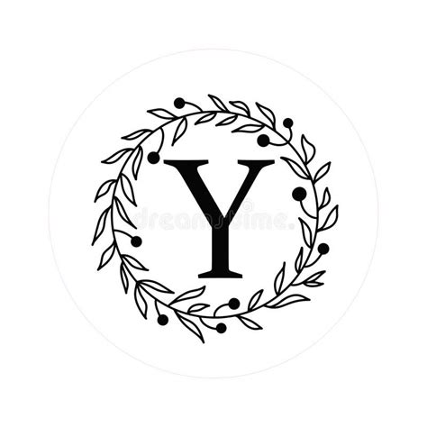 Letter Y Initials With Round Floral Frames Vector Monogram Logo Cricut File Stock Vector