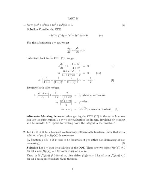 ma108 quiz part b paper and solutions part b solve 3x 2 y 2 dy x 2