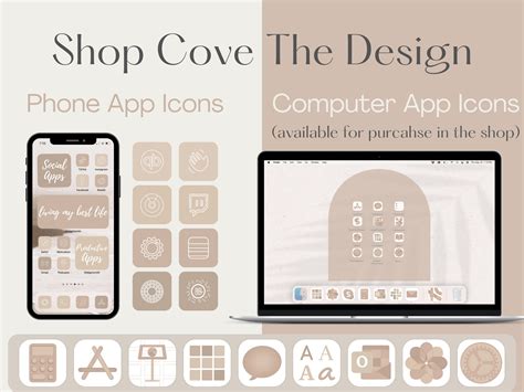 Nude Neutral App Icon Pack Ios Ios Warm Beige Etsy