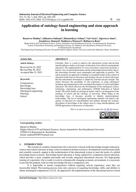 pdf application of ontology based engineering and stem approach in