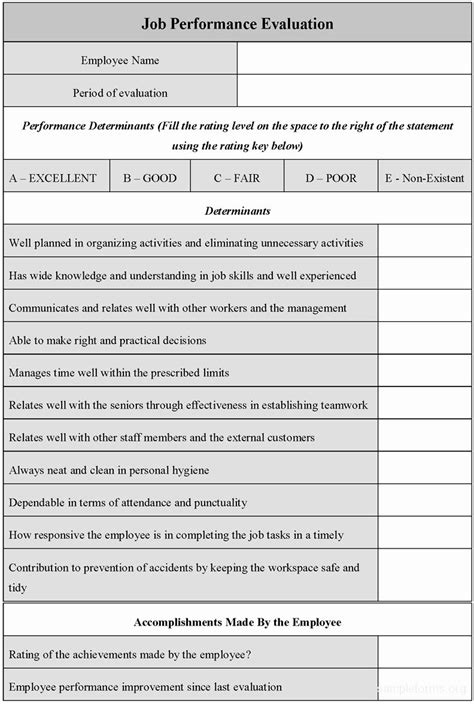 Employee Performance Evaluation Template Luxury 12 Best Of Job