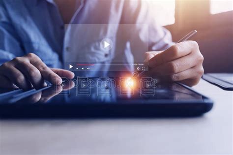 man using mouse and keyboard for streaming online watching video on