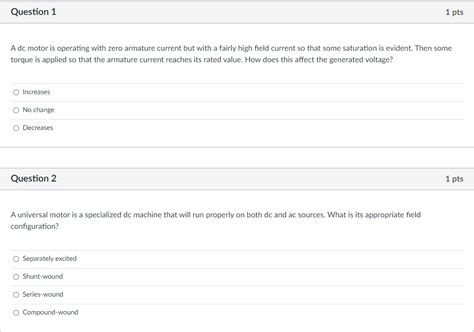 Solved Question Pts A Dc Motor Is Operating With Zero Chegg