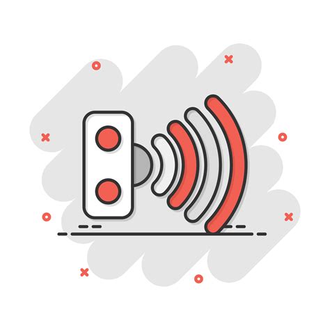 Motion Sensor Icon In Comic Style Sensor Waves Vector Cartoon Illustration Pictogram Security