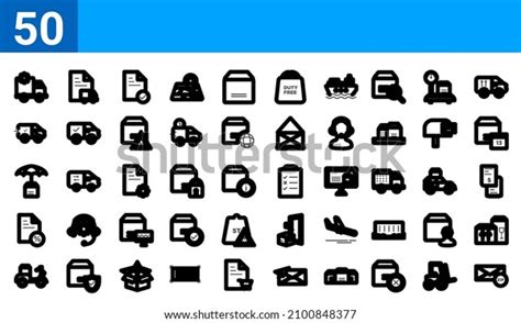 Set 50 Web Icons Outline Thin Stock Vector Royalty Free 2100848377