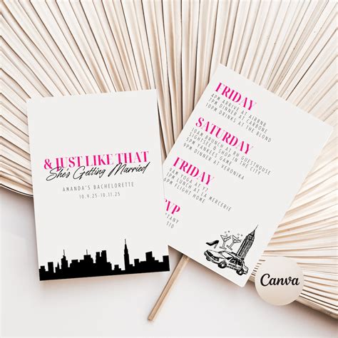 Sex And The City Theme Bachelorette Invitation And Itinerary New York Bachelorette And Just