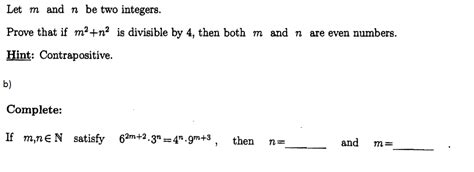 solved let m and n be two integers prove that if m 2 n 2